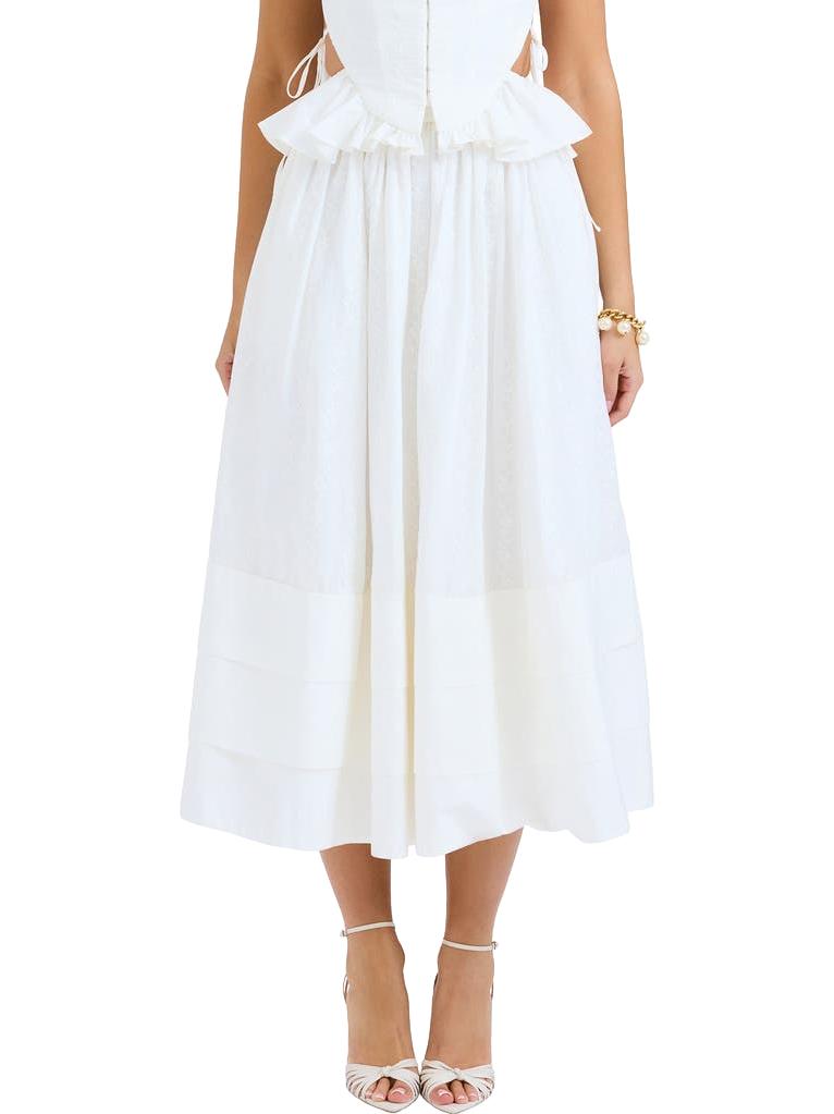 HOUSE OF CB HOUSE OF CB Augustine Embroidered Cotton Midi Skirt